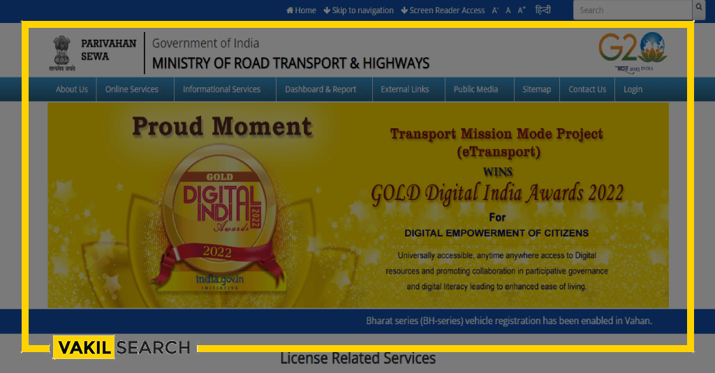 Parivahan Sewa Portal Registration Driving License Apply